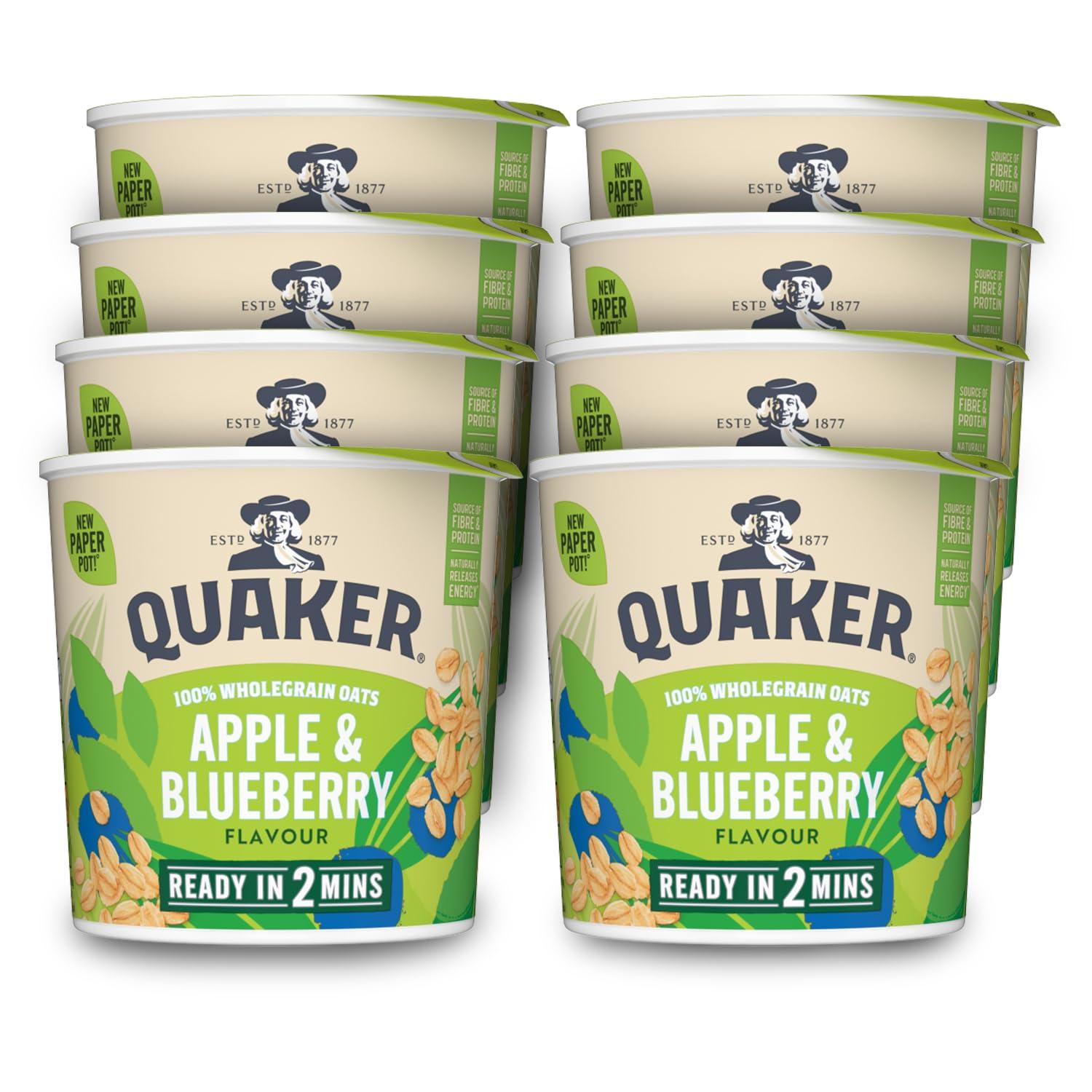 Quaker Oat So Simple Apple and Blueberry Porridge Pots 57g (8 Pack ...