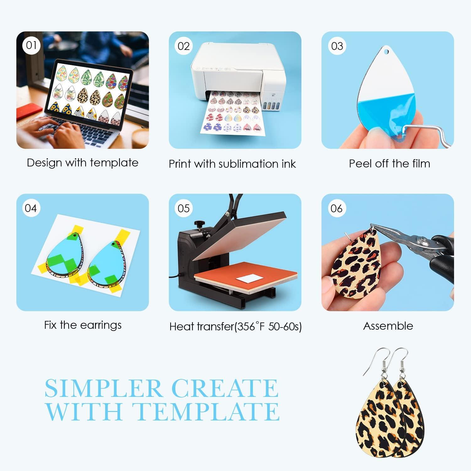 HTVRONT Sublimation Earring Blanks Bulk - 50 Pcs Wood Teardrop Earrings ...