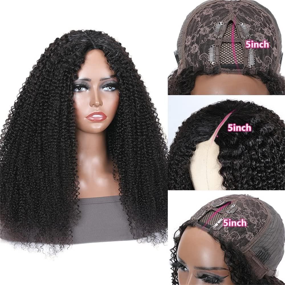 UNICE Glueless 16 inch Kinky Curly V Part Wig | Upgrade U Part Human ...