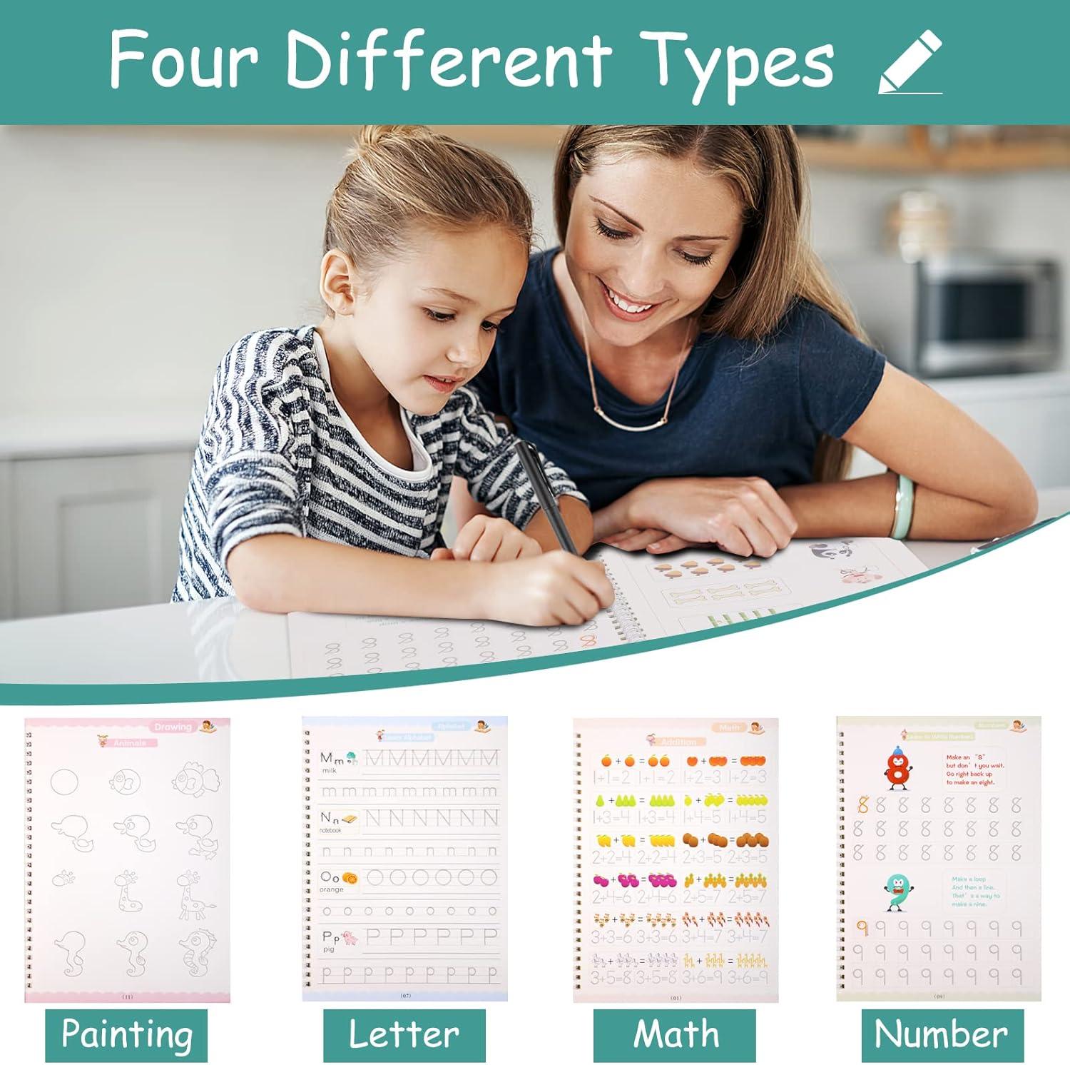 Funvce English Magic Exercise Book - 4 Reusable Booklets for Kids ...