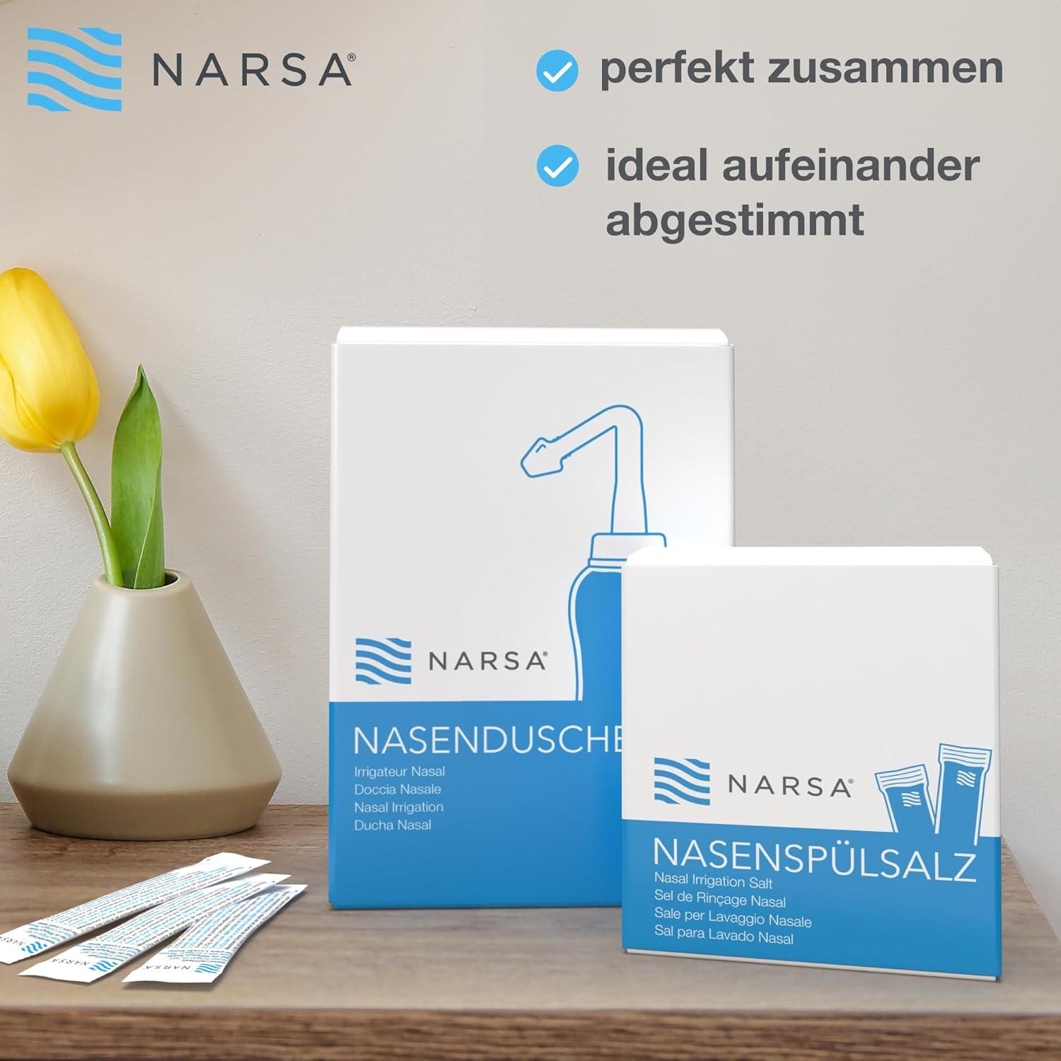 Nasal Shower Set Narsa | 30x Nose Rinsing Salt | 3 Attachments for ...