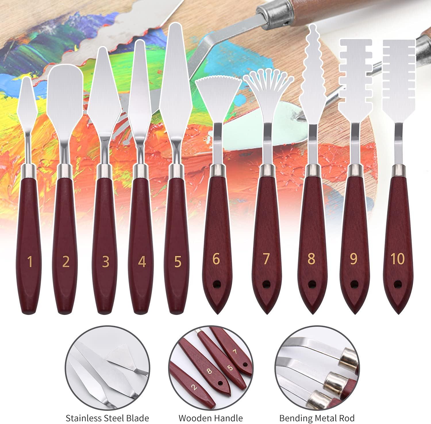 10pcs Stainless Steel Palette Knife Set with Wooden Handle ...