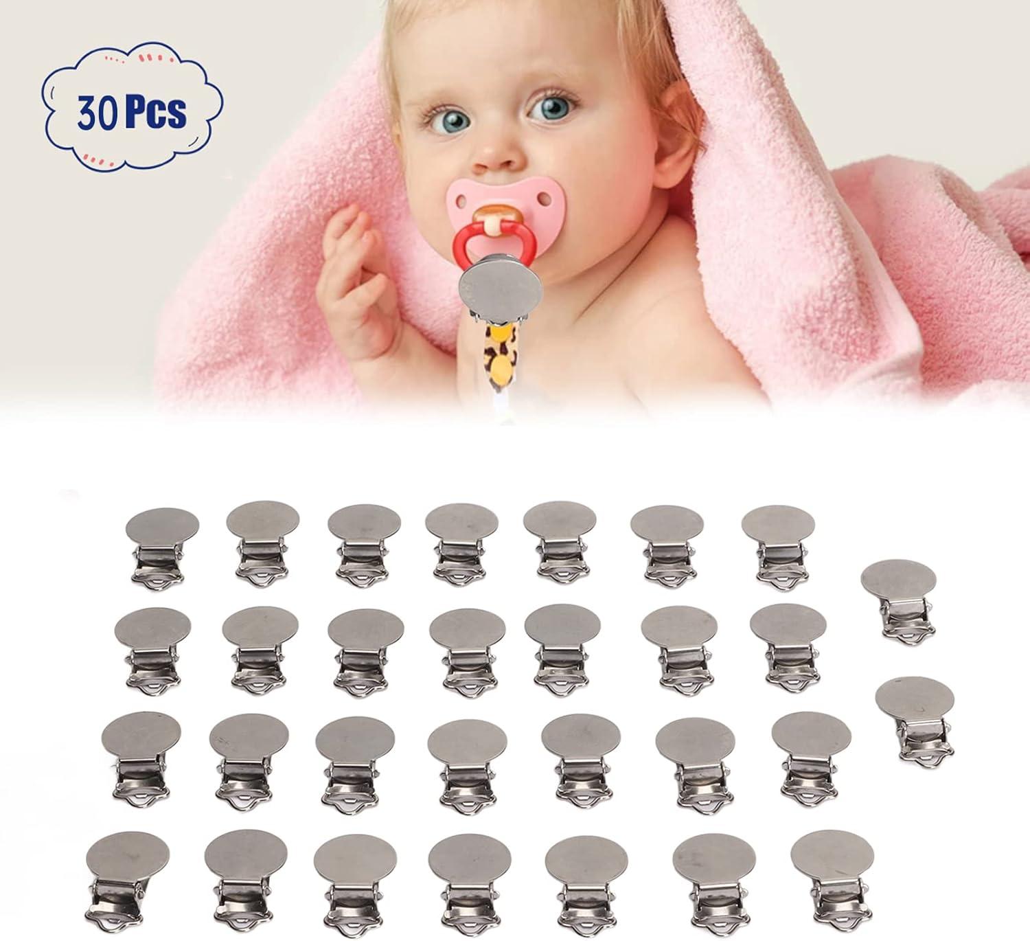 30 Pack Metal Pacifier Clips - Rustproof Stainless Steel Suspender ...