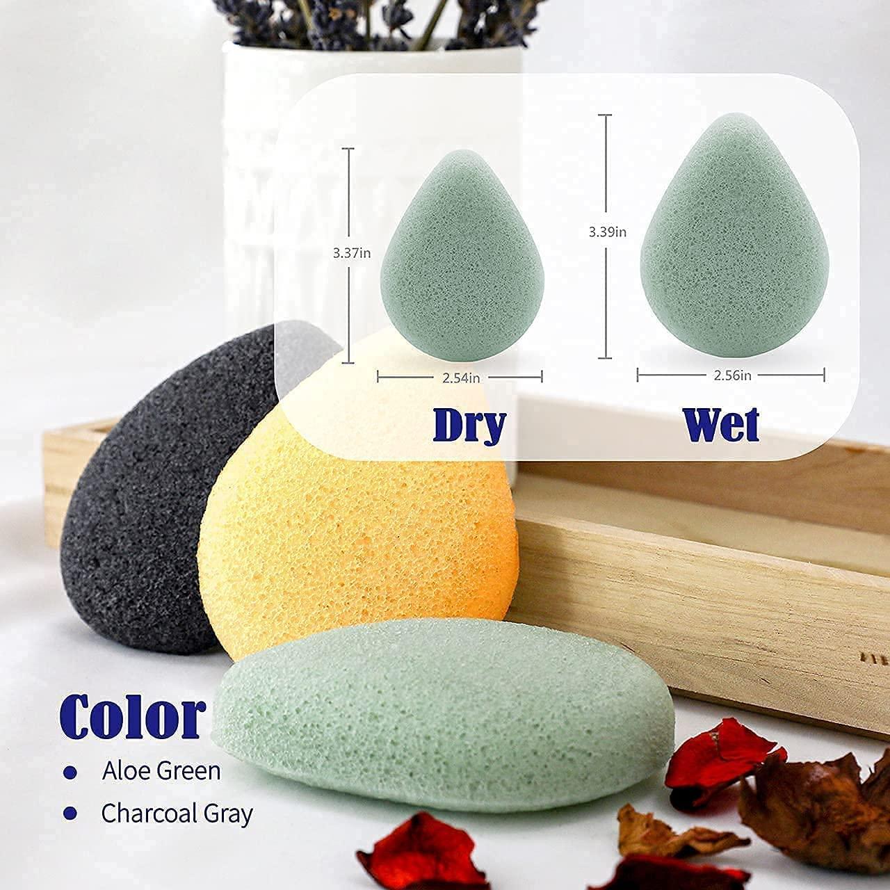 Natural Konjac Facial Sponges 4pc Set - Teardrop Shape for Gentle Cleansing and Exfoliation ...
