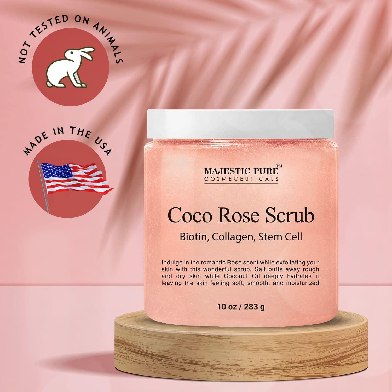 Majestic Pure Coco Rose Scrub with Biotin, Collagen, Stem Cell ...