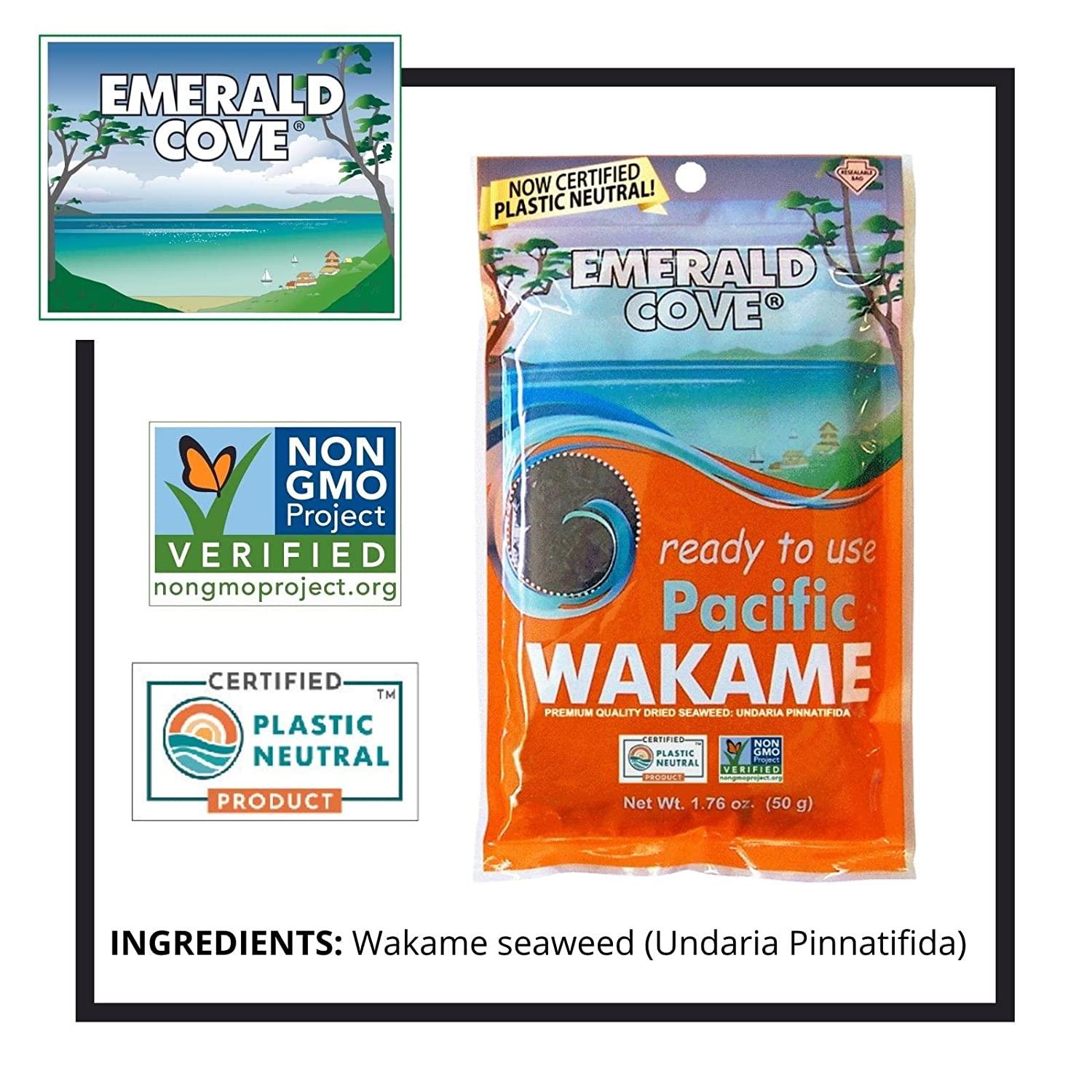 Emerald Cove Wakame Seaweed - Silver Grade, Dried, 1.76 oz (Pack of 6 ...
