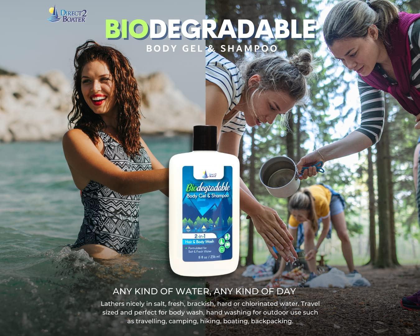 Biodegradable Shampoo & Body Wash Organic 8 oz Bottle Soap - 2-in-1 ...