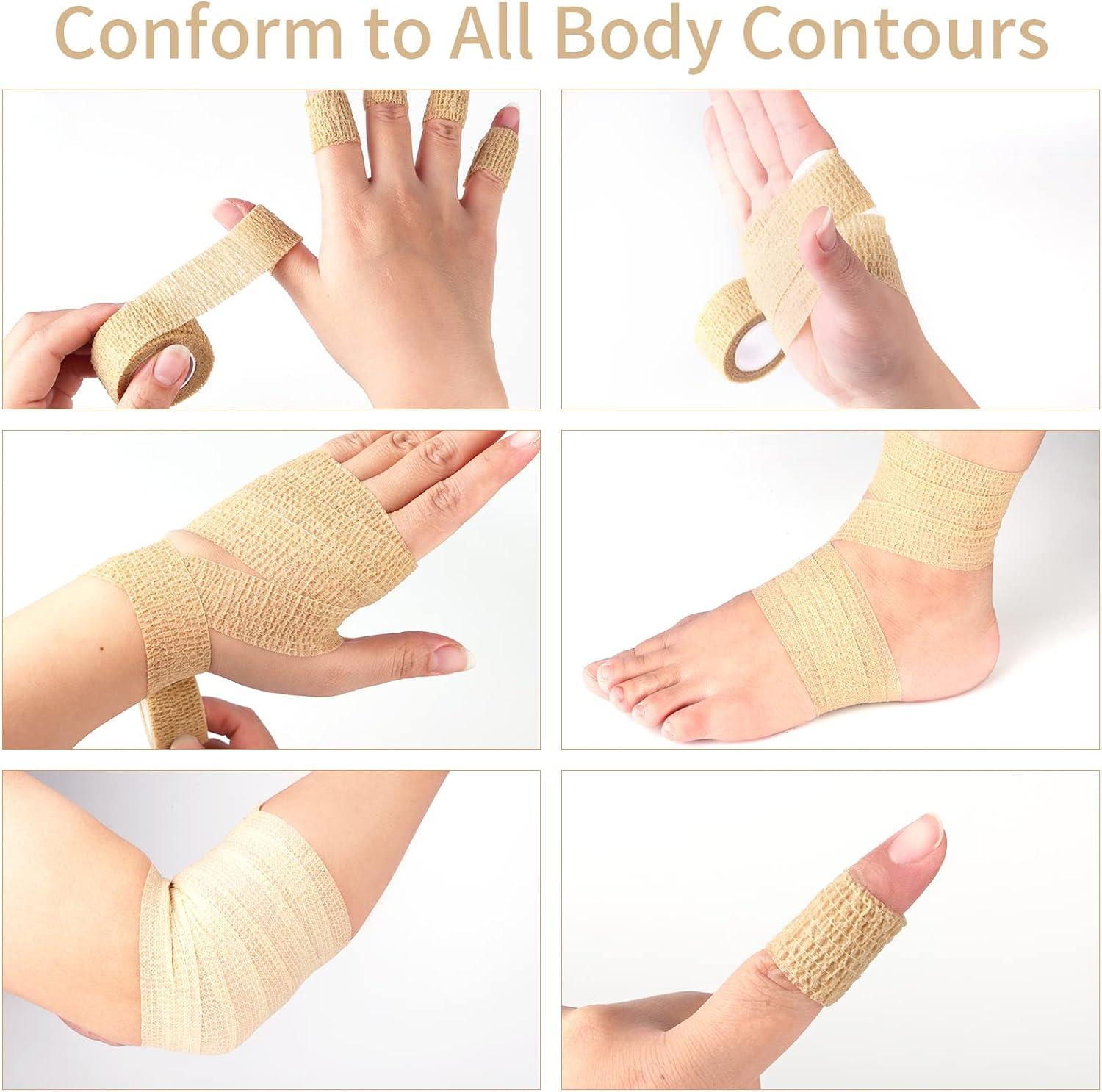 Skin Colour Elastic Self-Adhesive Bandage Finger Tape - 12pc 1 Inch ...