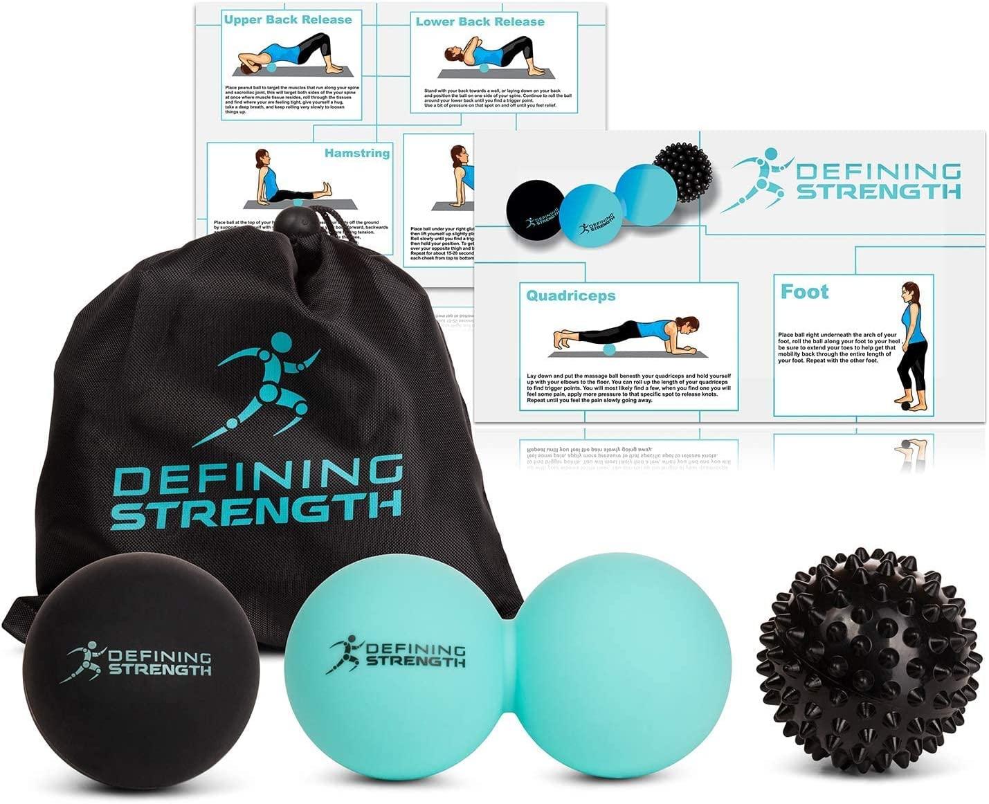 Massage Balls Set for Trigger Point Release - Spiky Lacrosse, Peanut ...