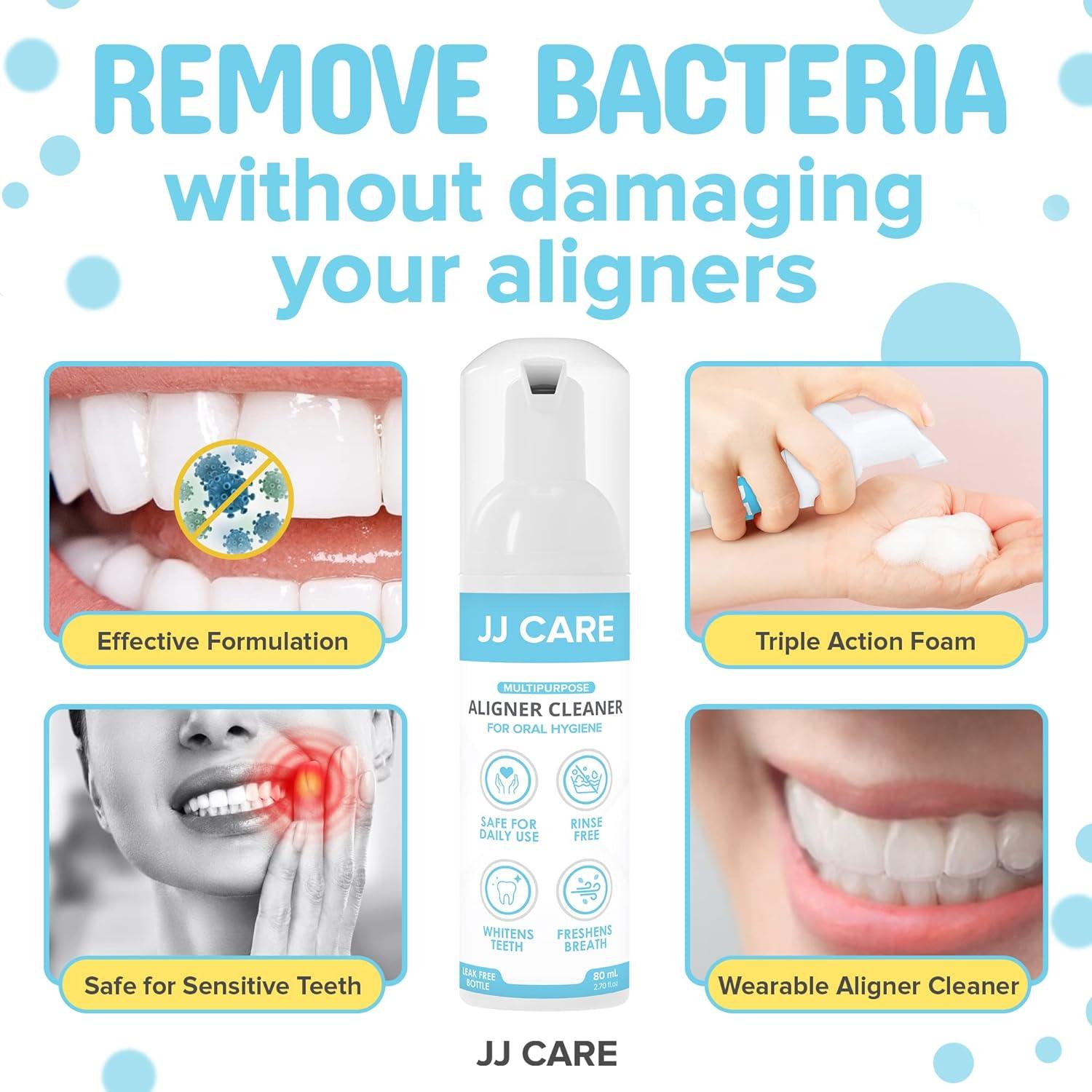 JJ CARE Aligner Cleaner Pack of 2 - 80ml Lemon-Flavored Invisalign ...