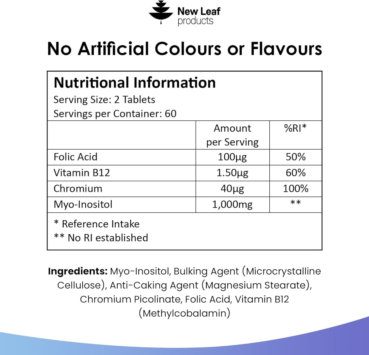 Myo-Inositol PCOS Supplement with Folic Acid, Vitamin B12 & Chromium ...