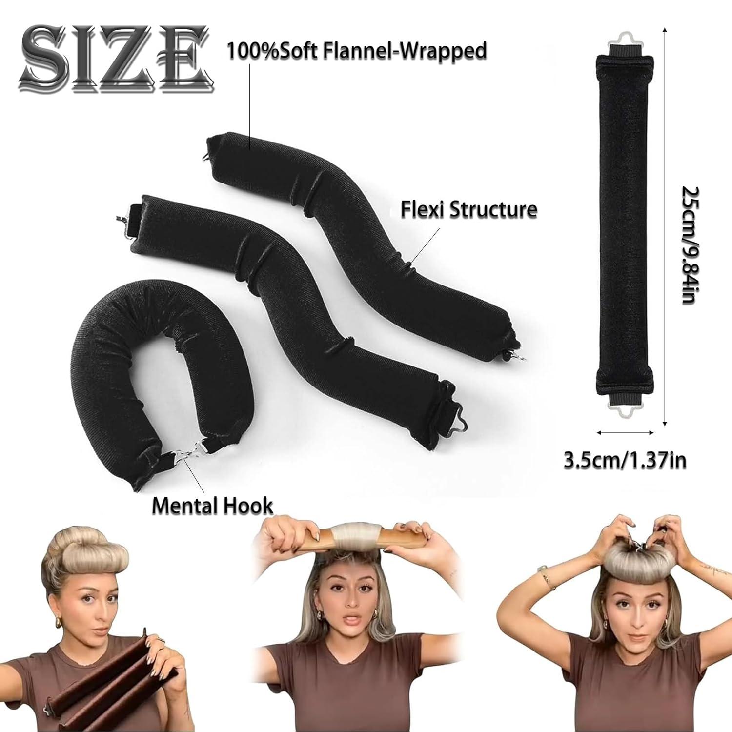 3 Pieces Heatless Curlers Set - Overnight Blowout Curls without Heat ...