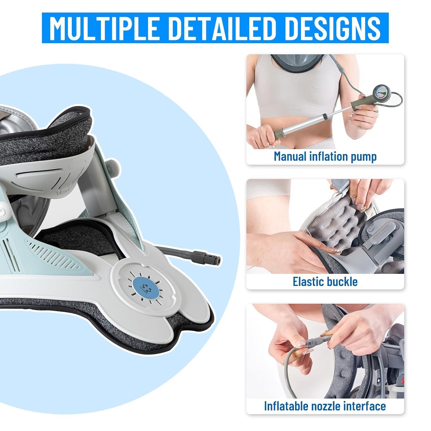 Alliluyaa Cervical Neck Traction Device - Adjustable 3 Power Tractions & 8 Airbags for Neck Pain ...