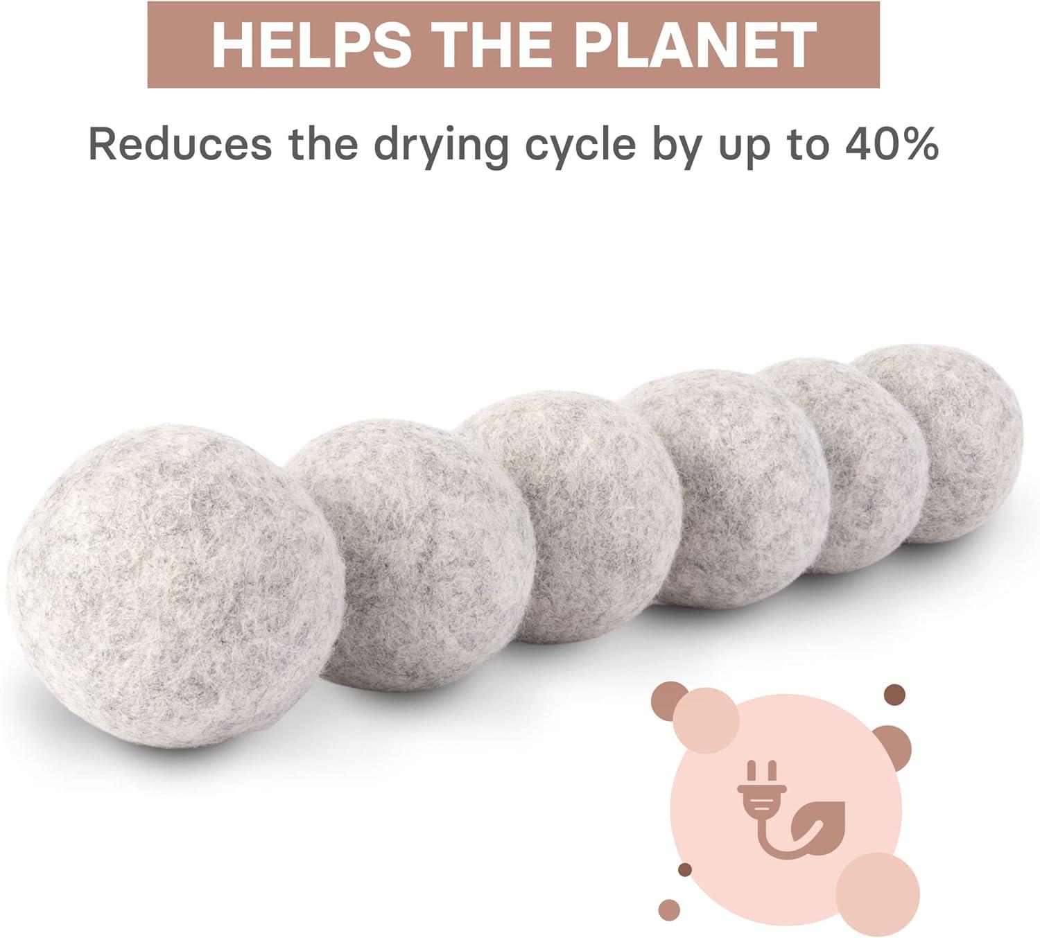 VALNEO 6 Grey Sheep Wool Dryer Balls - Natural Fabric Softener for ...