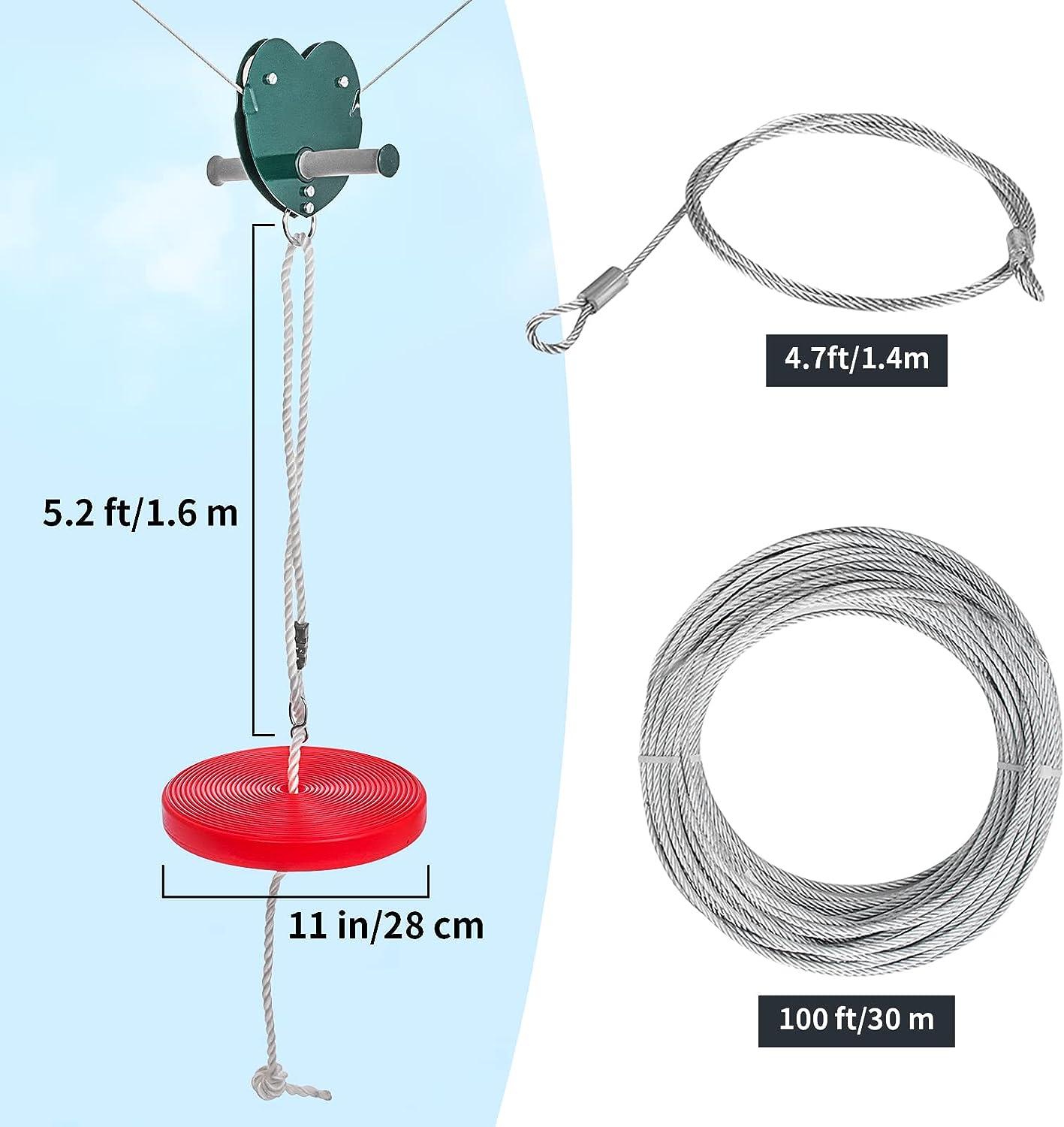 Happybuy 100ft Zip Line Kit with Seat and Handle - Red | For Kids ...