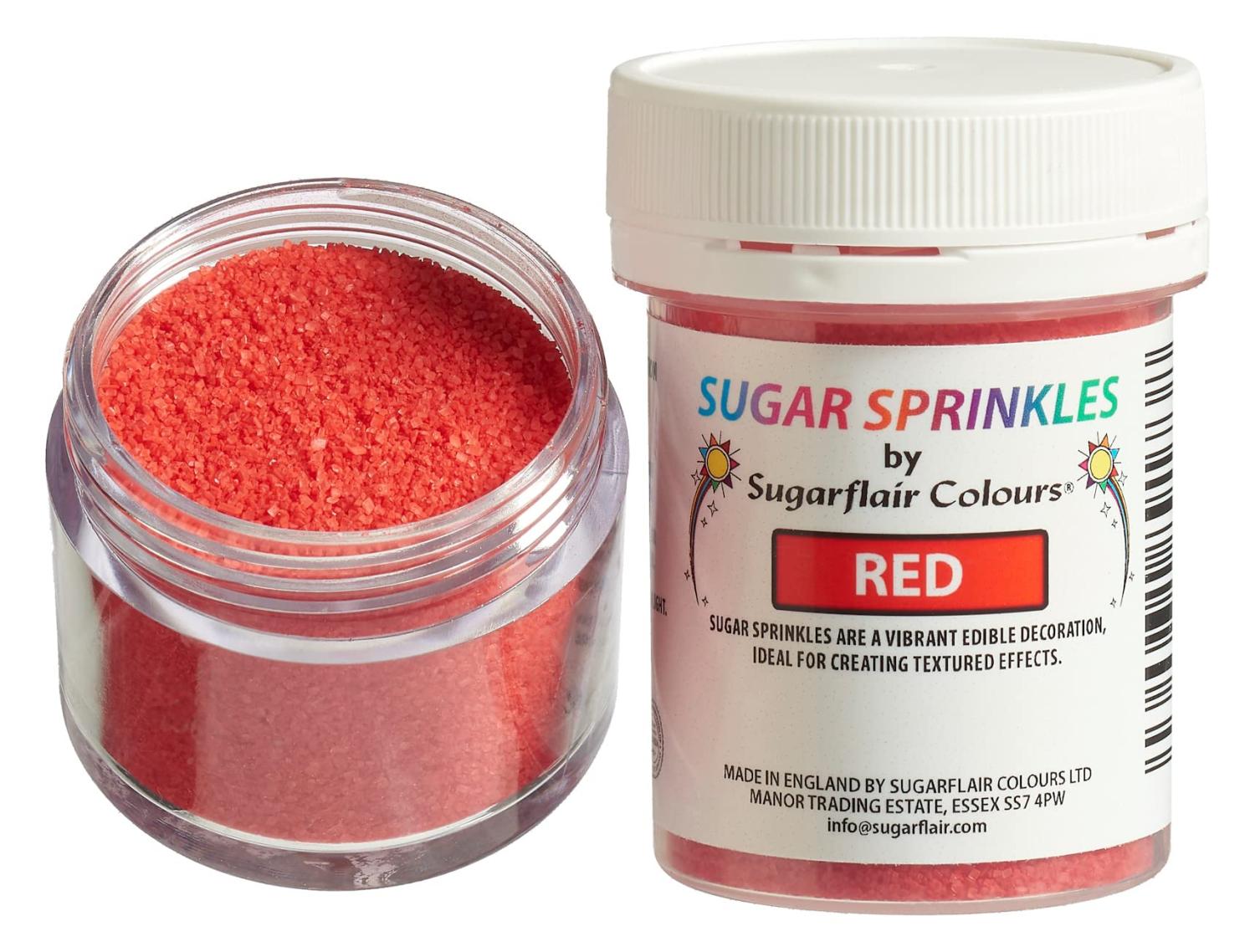 Sugarflair Red Edible Glitter Sugar Sprinkles - 40g for Cake Decorating ...