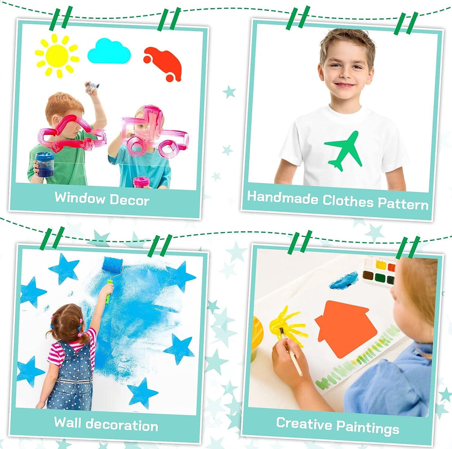 24 Piece Primary Style Kids Stencils Set - Large Washable Geometric and ...