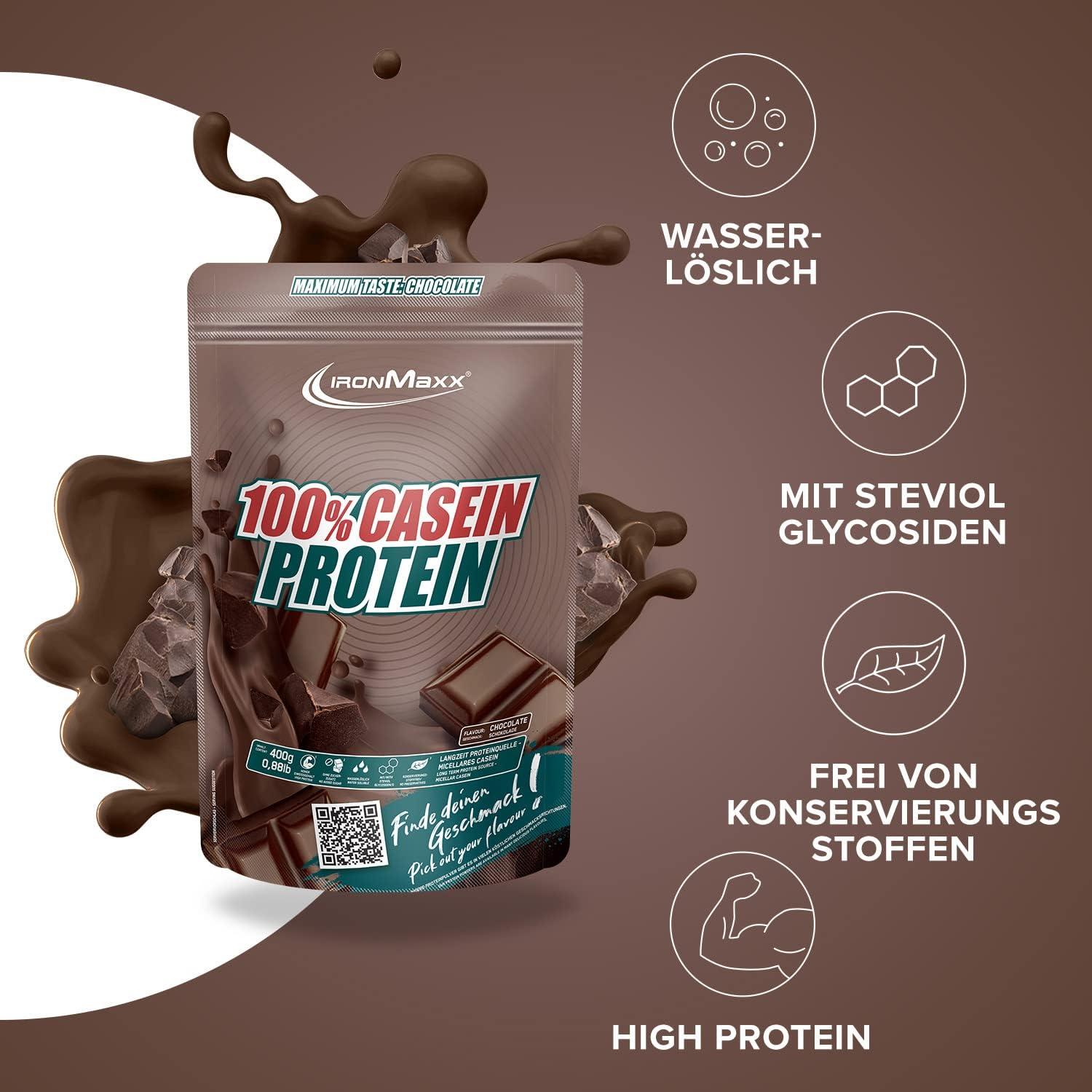 Ironmaxx 100% Casein Protein Powder - Chocolate 400g | Sugar-Free Water ...