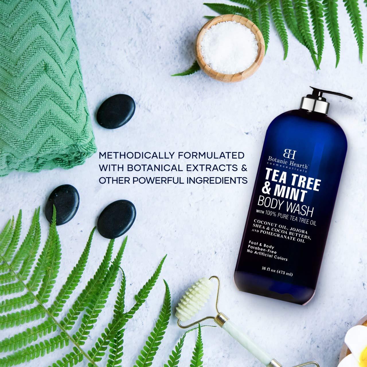 BOTANIC HEARTH Tea Tree Oil Body Wash with Mint - Paraben Free - Odor ...