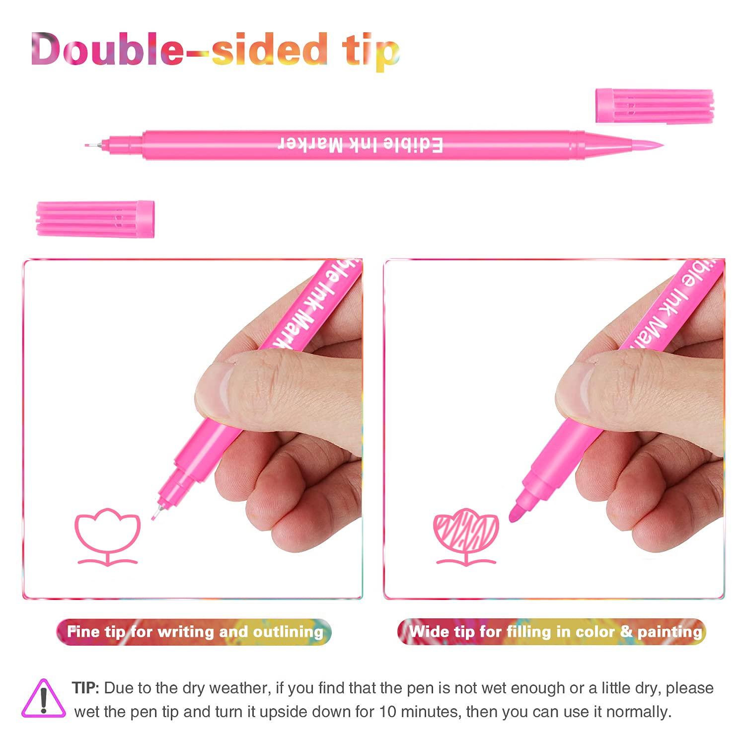 Food Coloring Pens 12Pcs Dual Sided Edible Markers - Fine and Thick Tip ...