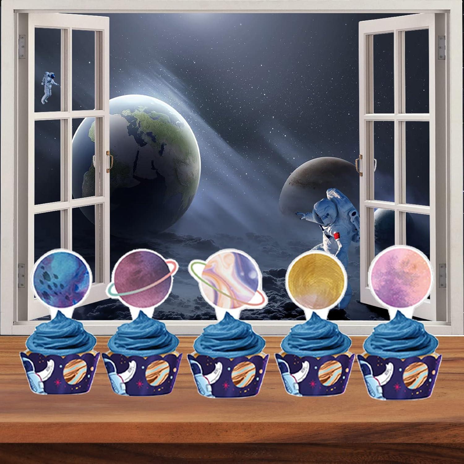 24 Pack Space Rocket Cupcake Toppers - Galaxy Universe Planet ...