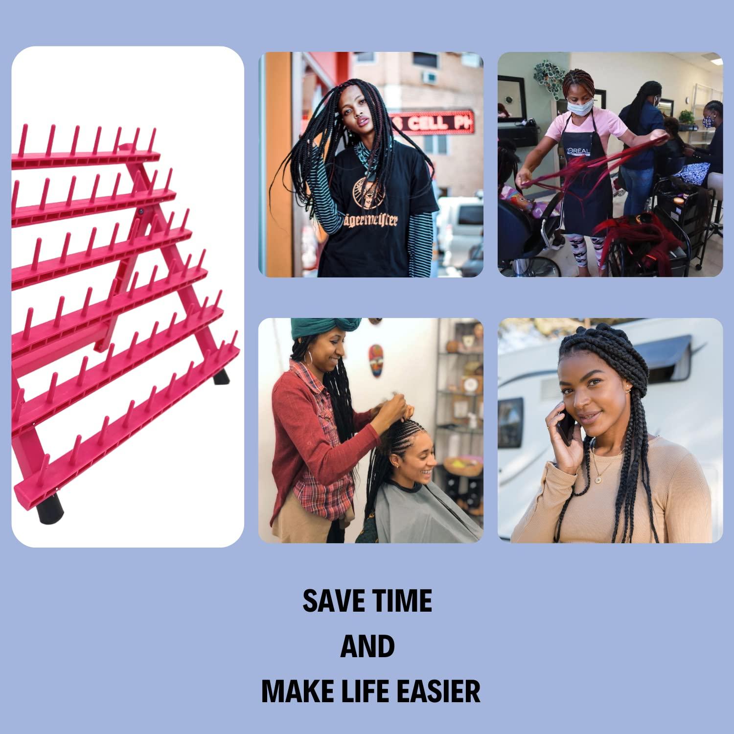 Braiding Hair Rack - Hair Braiding Rack with 60 Pegs Standing Hair ...