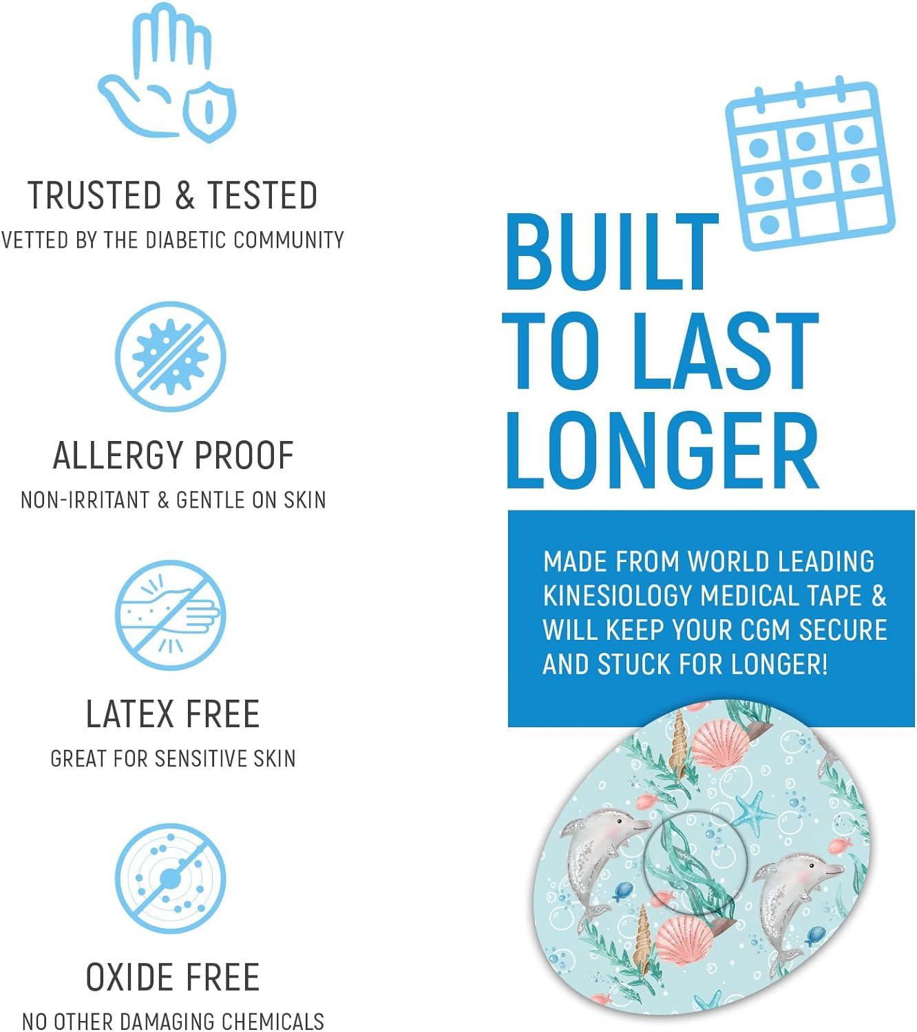 Rockadex Adhesive Patches - Custom-Designed for Freestyle Libre Sensor - Ocean Mix 10 Pack ...