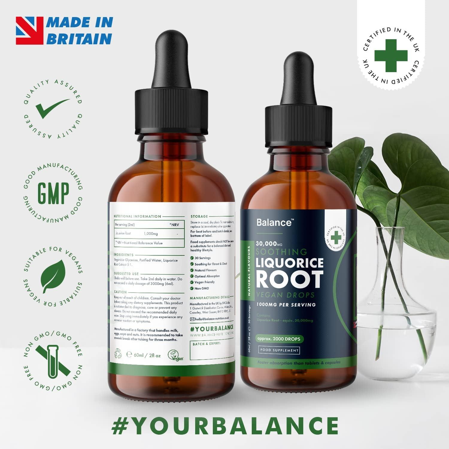 Liquorice Root Liquid Drops - High Strength 1000mg - Vegan - 1 Month ...