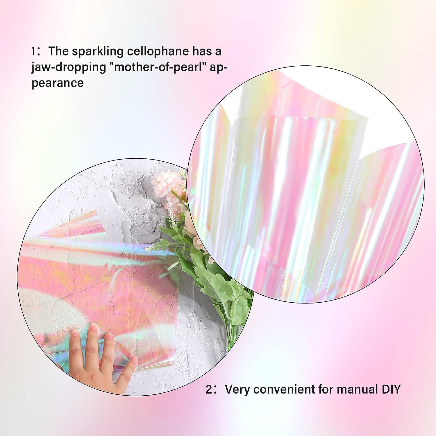 39 x 138 Inch Iridescent Cellophane Wrap for Gift Baskets and 32.8 Feet ...