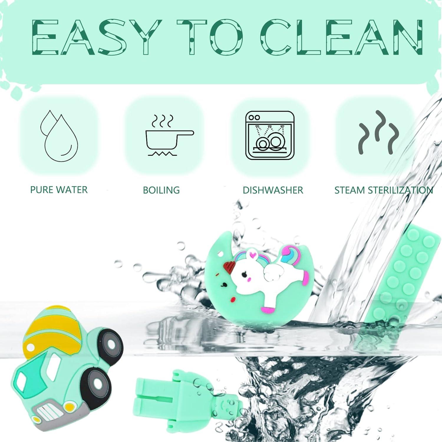 Sensory Chew Necklace for Kids - Mint Green Silicone Teether for Autism ...