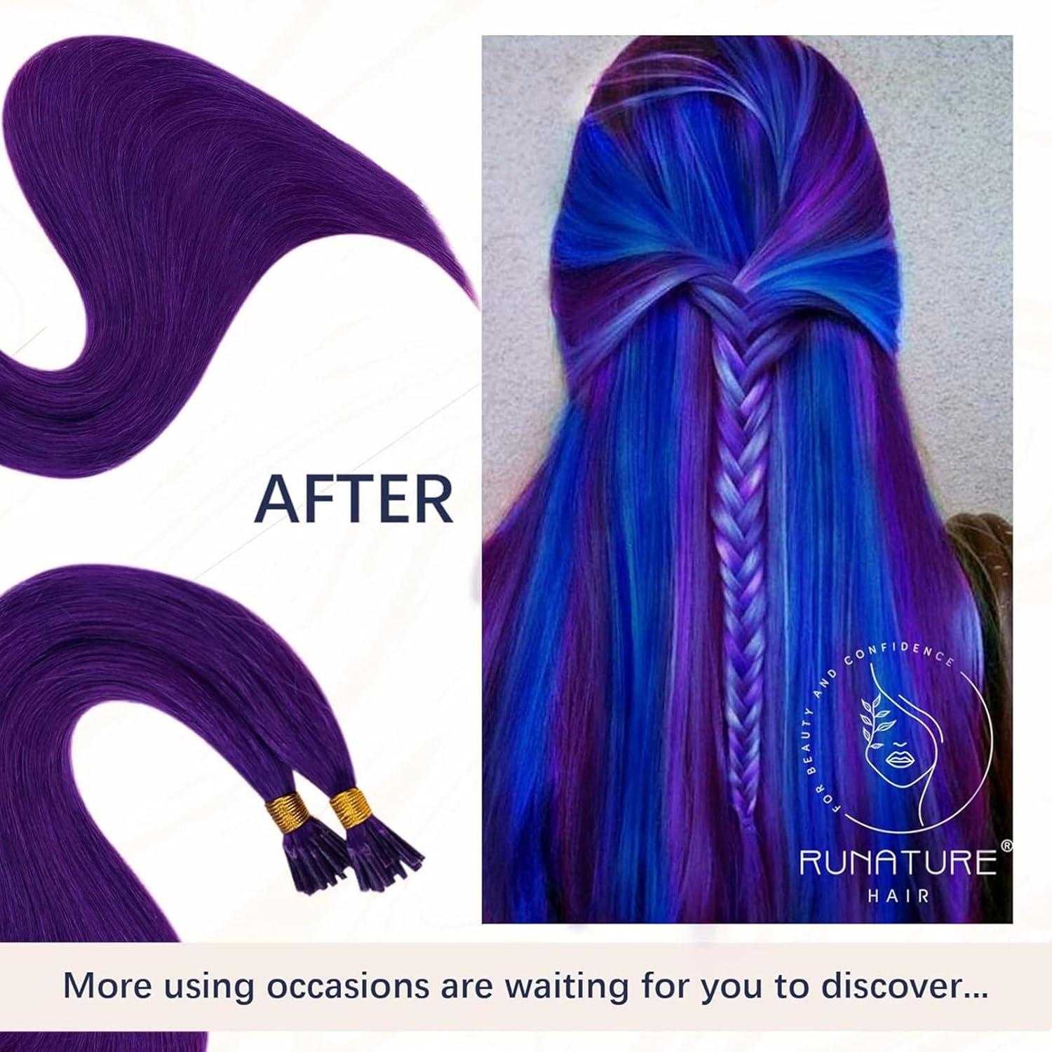 Runature i Tip Bonding Extensions - Real Hair Purple 55cm 22 Inch Remy ...