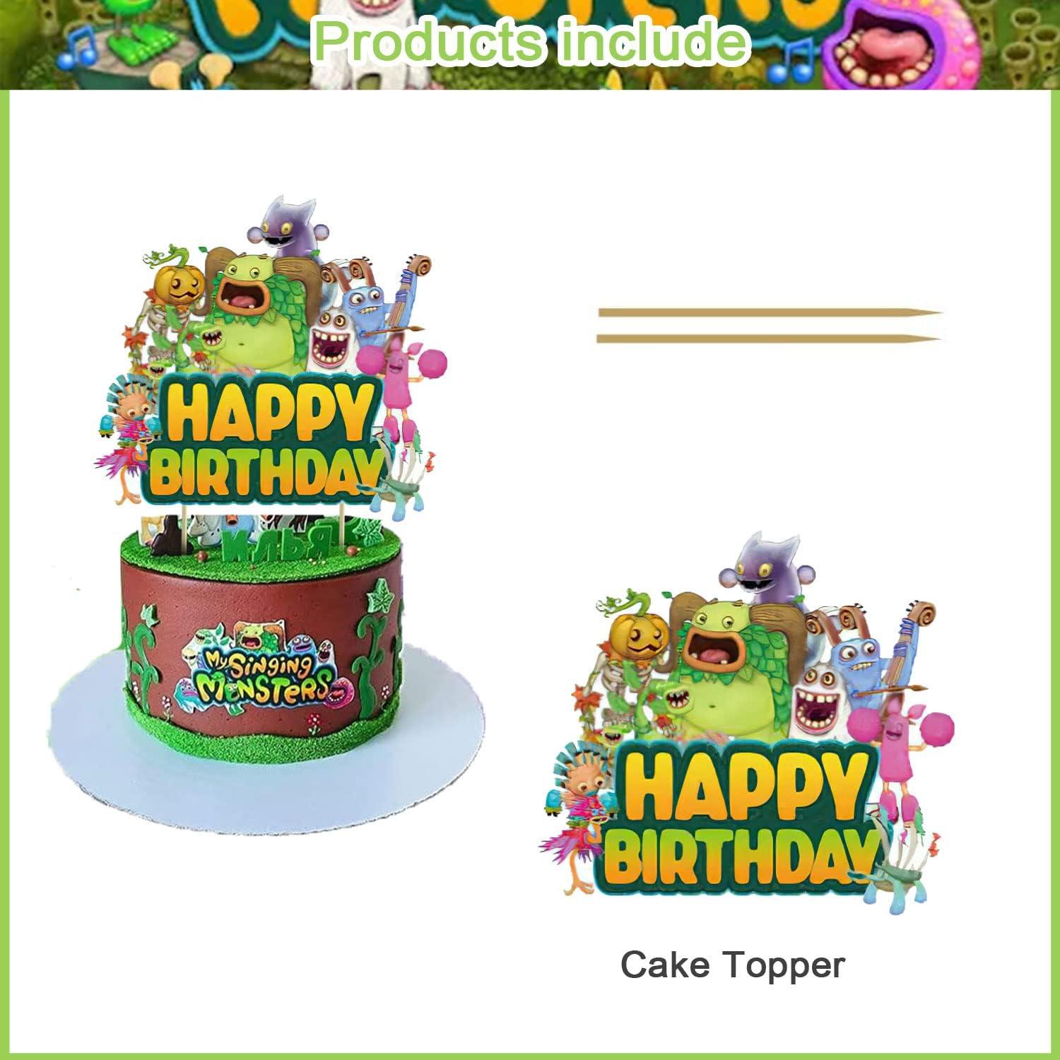 37pcs My Singing Monster Birthday Decorations Singing Monster Cupcake ...