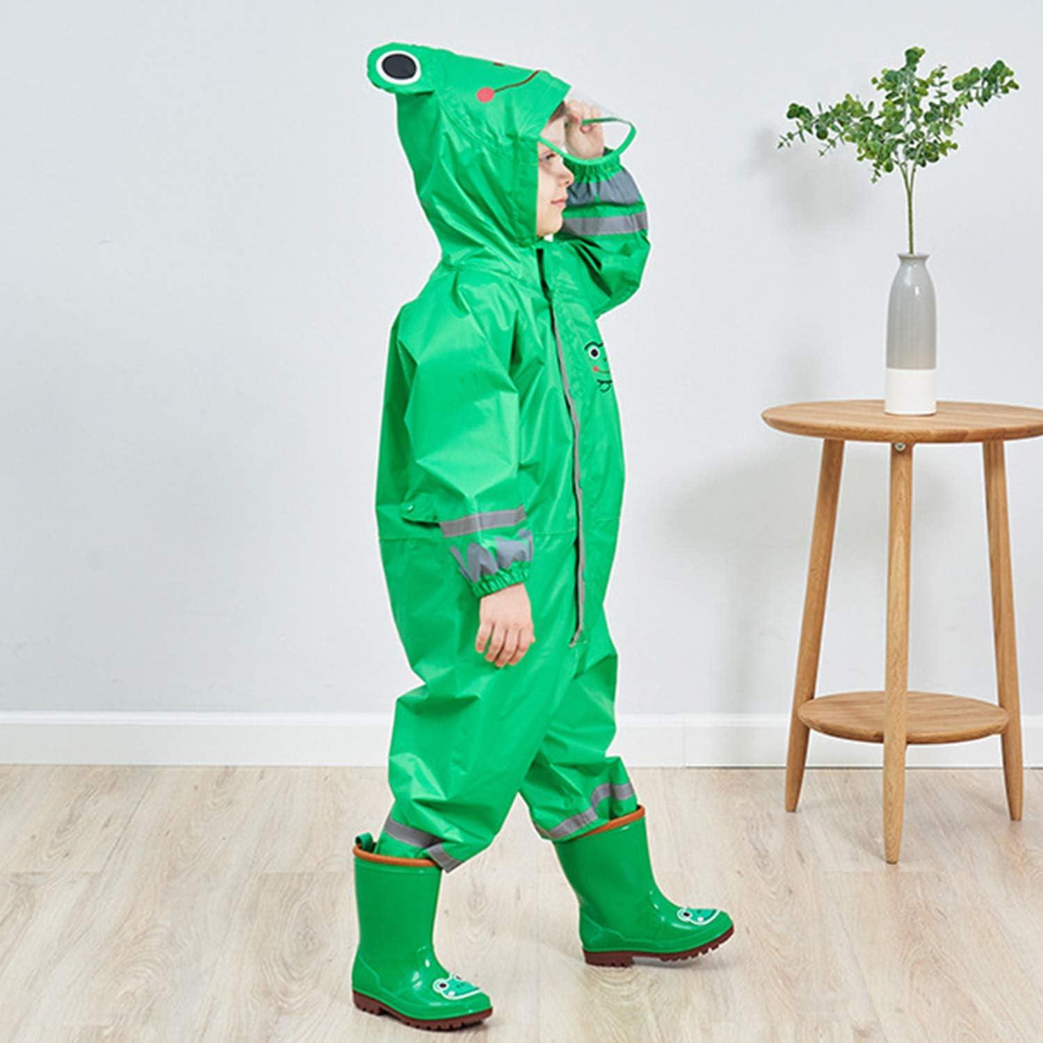 De feuilles Kids Button Rain Suit 4-6 Years Green - Waterproof All-in-one Puddle Suits with ...