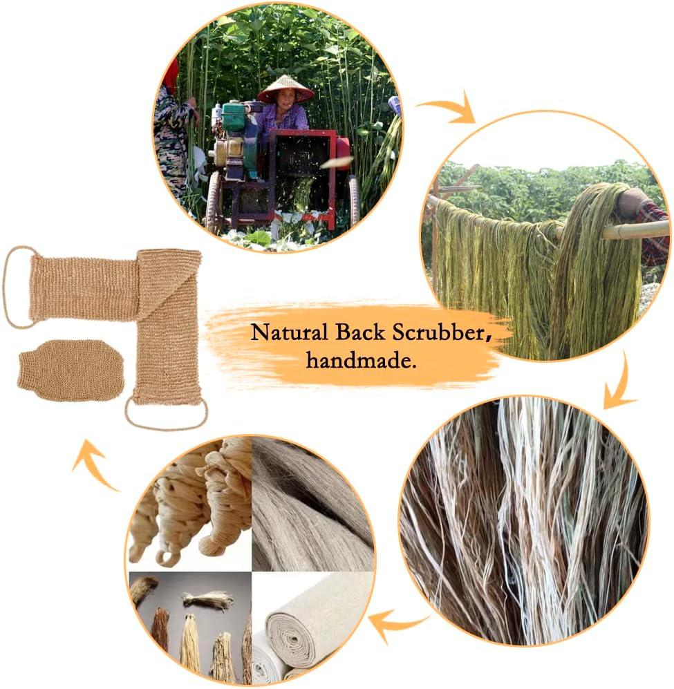 Natural Ramie Back Scrubber for Shower - Deep Cleaning Exfoliator for ...