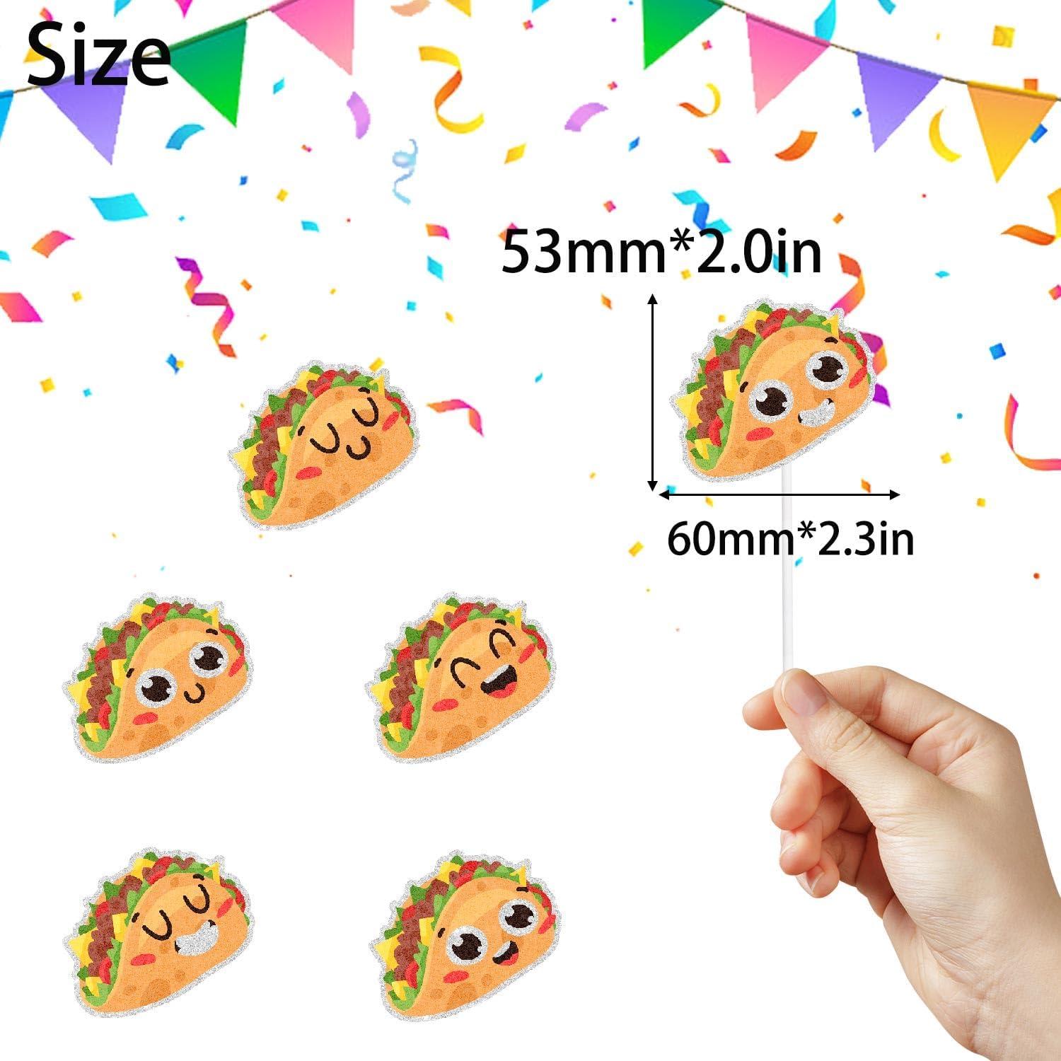 Taco Themed Happy Birthday Cupcake Toppers 18-PC Set - Perfect for ...