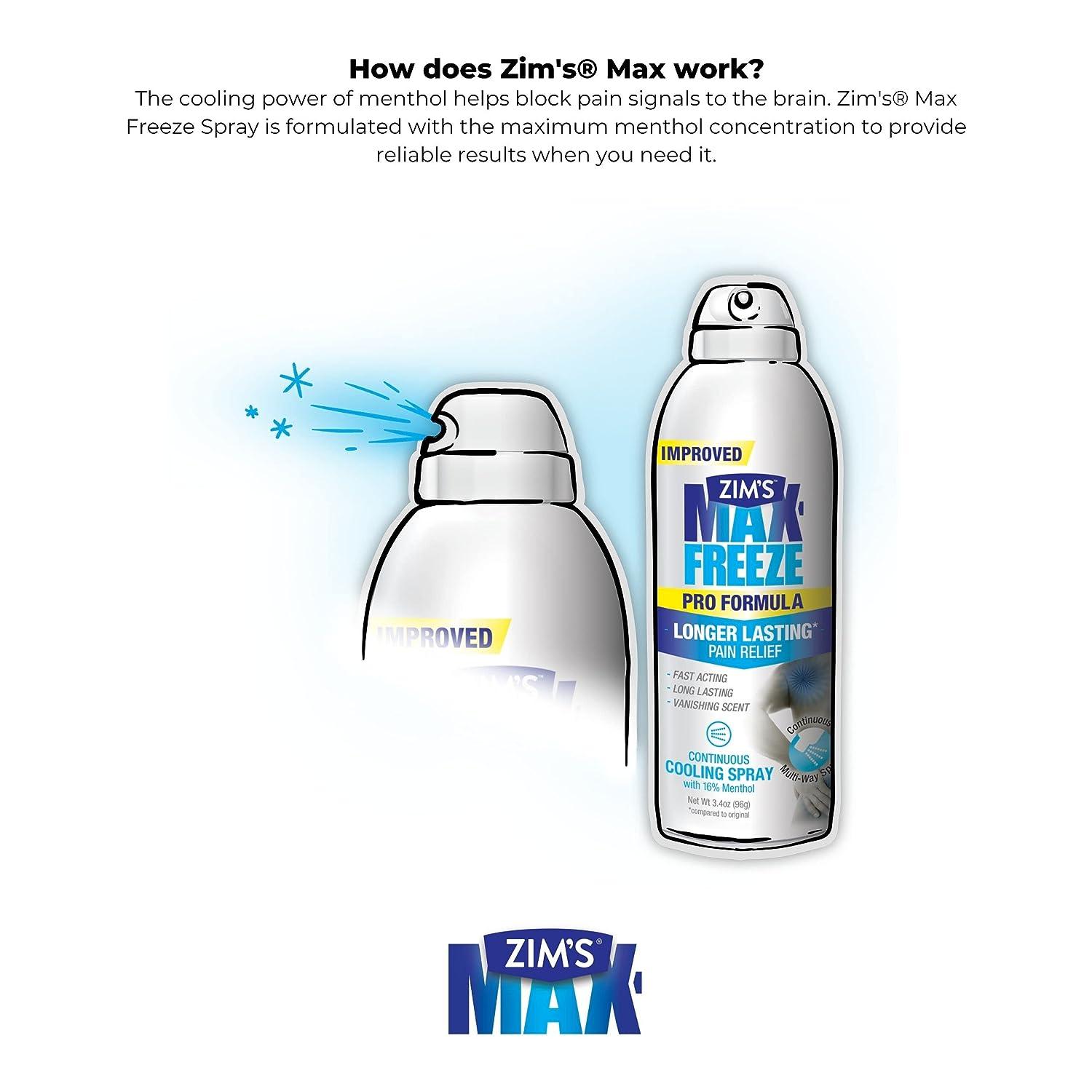 Zim's Max Freeze Pro Formula Spray - 3.4 Ounce (Pack of 1) - Fast Pain ...