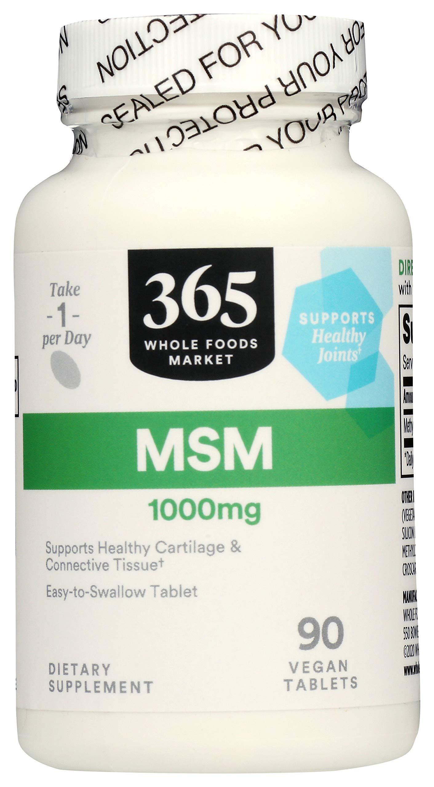 365 by Whole Foods Market MSM 1000mg 90 Tablets - Natural Joint Support ...
