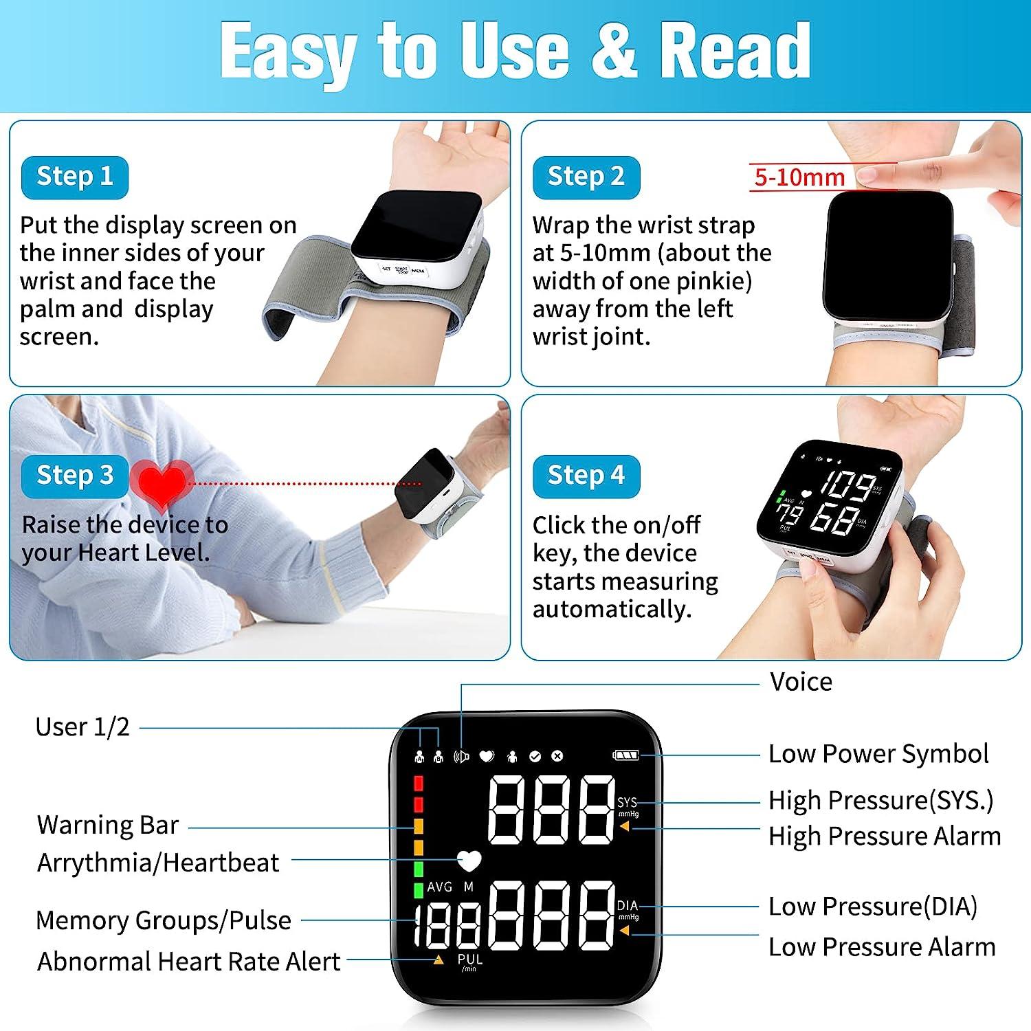 Wrist Blood Pressure Monitor - Digital BP Cuff, Automatic Machine, 90X2 ...