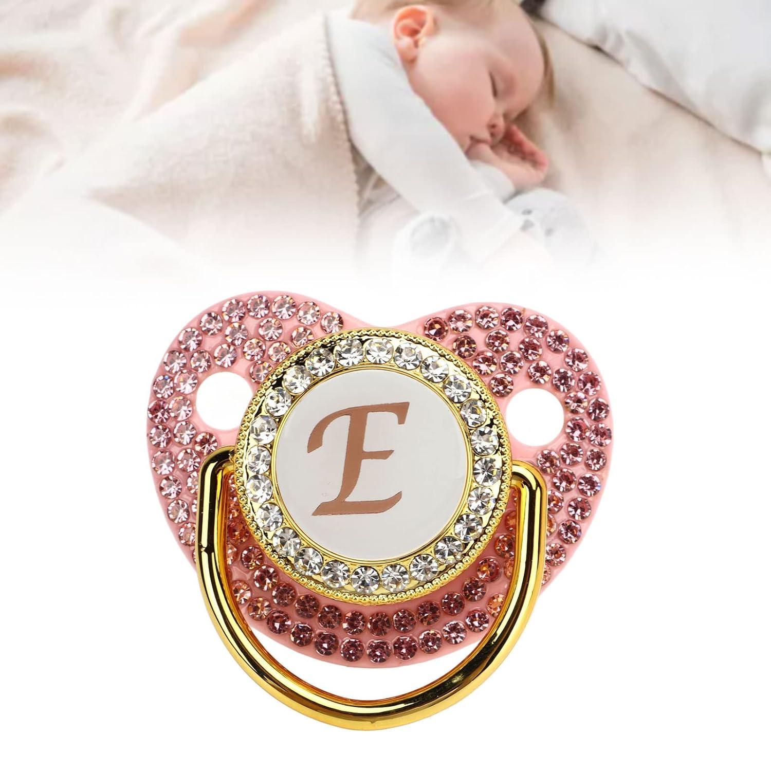 Ergonomic Golden Rhinestone Baby Pacifier - Light & Flexible Design for ...