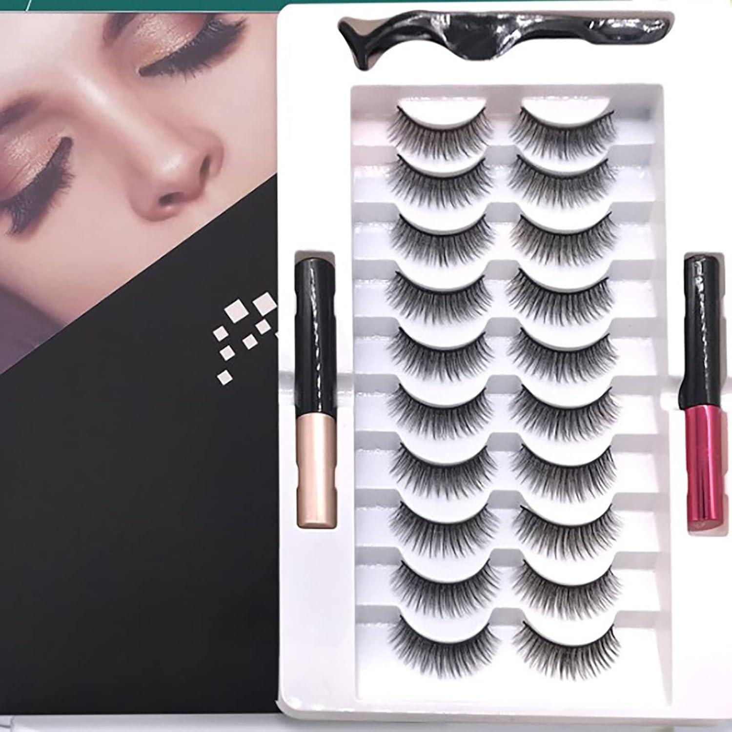 10 Pairs Magnetic Eyelashes Kit - Reusable Fake Lashes No Glue ...