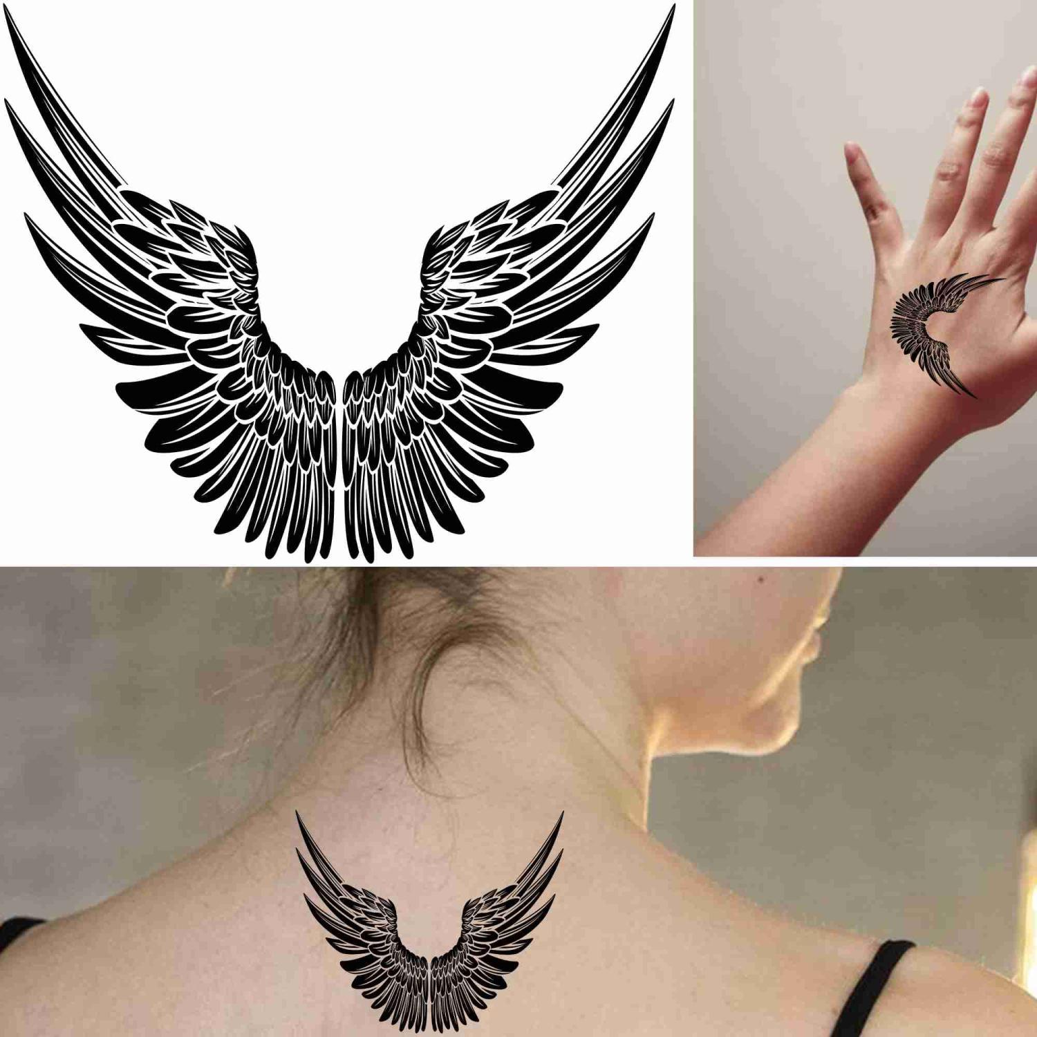 Dopetattoo 6 Sheets Temporary Fake Angel Wing Tattoos for Men and Women ...