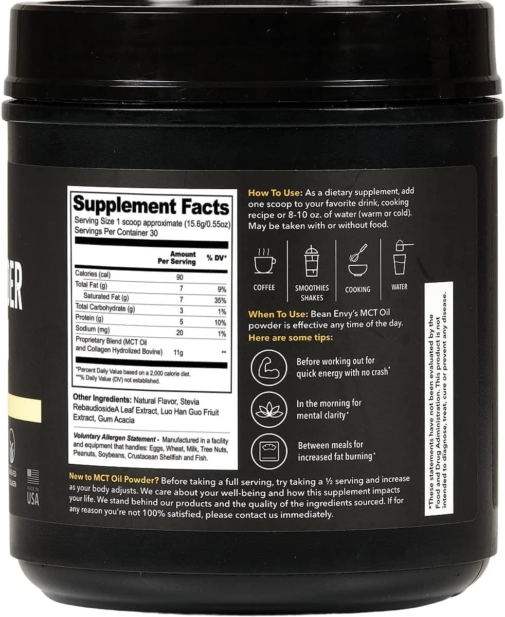 Bean Envy Vanilla MCT Oil Powder with Collagen and Acacia | Keto ...