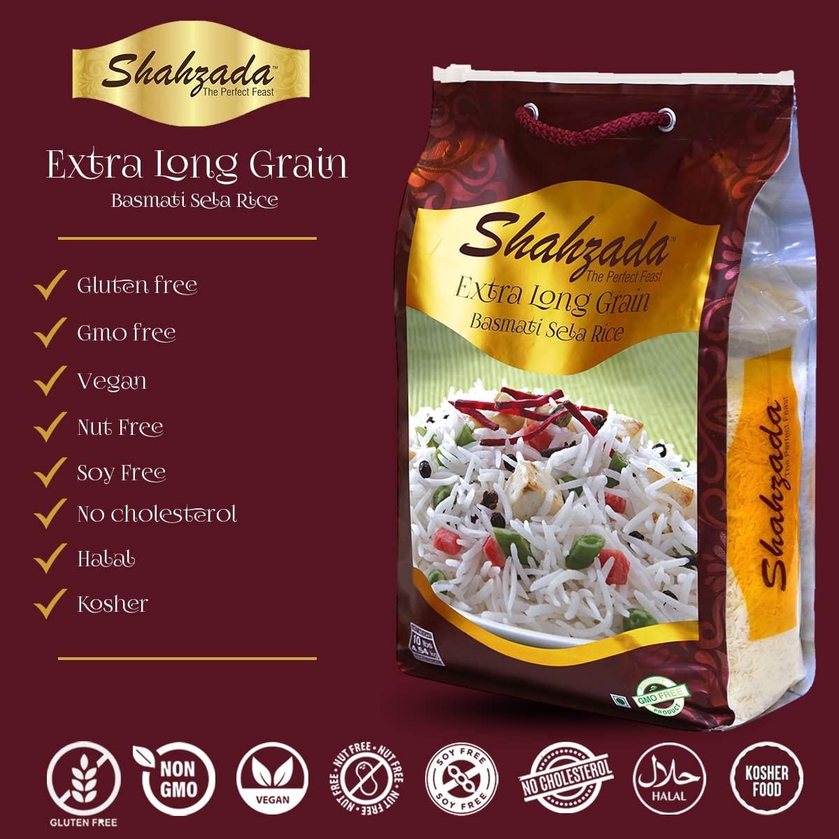Shahzada Basmati Sela Rice (10 Lbs.) - Extra Long Grain | Sturdy & Non ...