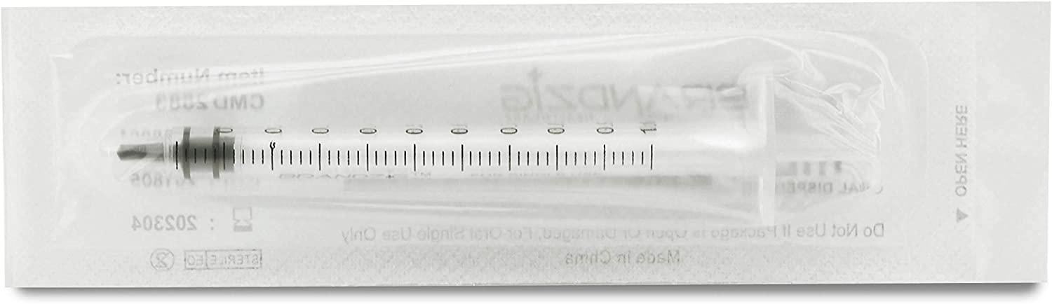 1ml Oral Syringe 100 Pack - Luer Slip Tip, No Needle, Sterile - for ...