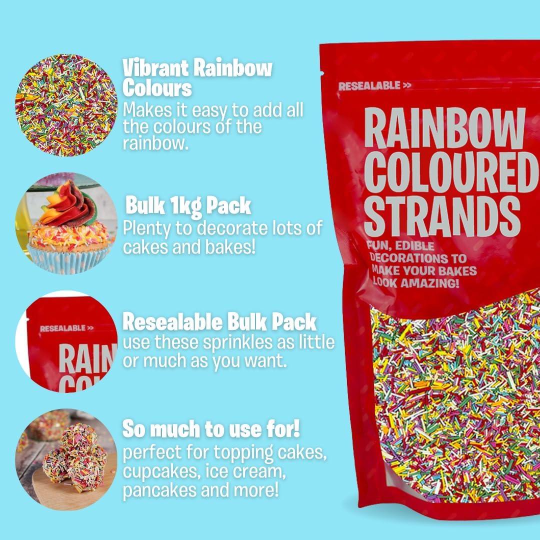 Cake D cor 1kg Rainbow Sprinkles Sugar Strands | Cake Sprinkles ...