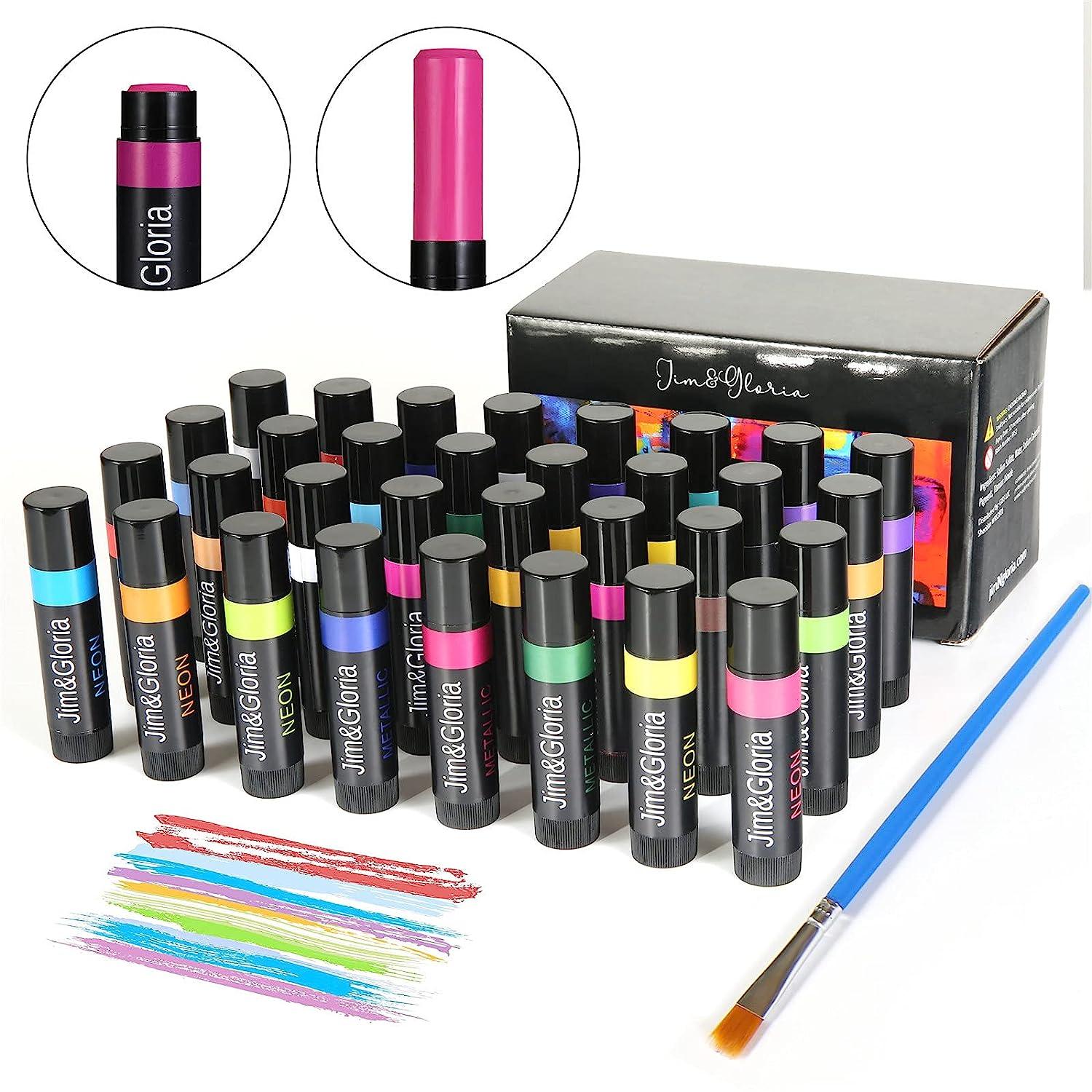 Jim&Gloria 32 Color Face Paint Kit - Christmas Stocking Stuffer Gift ...