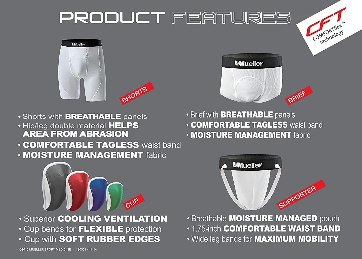 Mueller Sports Athletic Supporter with Flex Shield Cup - White/Gray ...