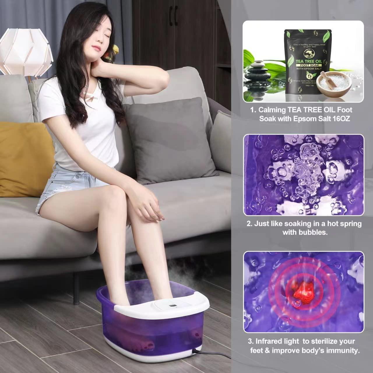 Ecarbme Foot Spa Bath Massager With Heat Bubbles Vibration Massage