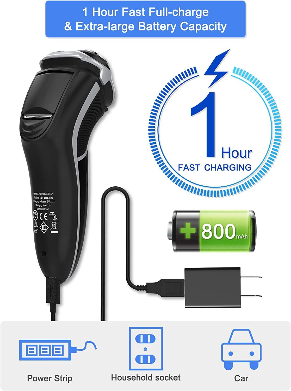 MAX-T Men's Electric Shaver - Corded/Cordless 3D Rotary Razor with Pop ...