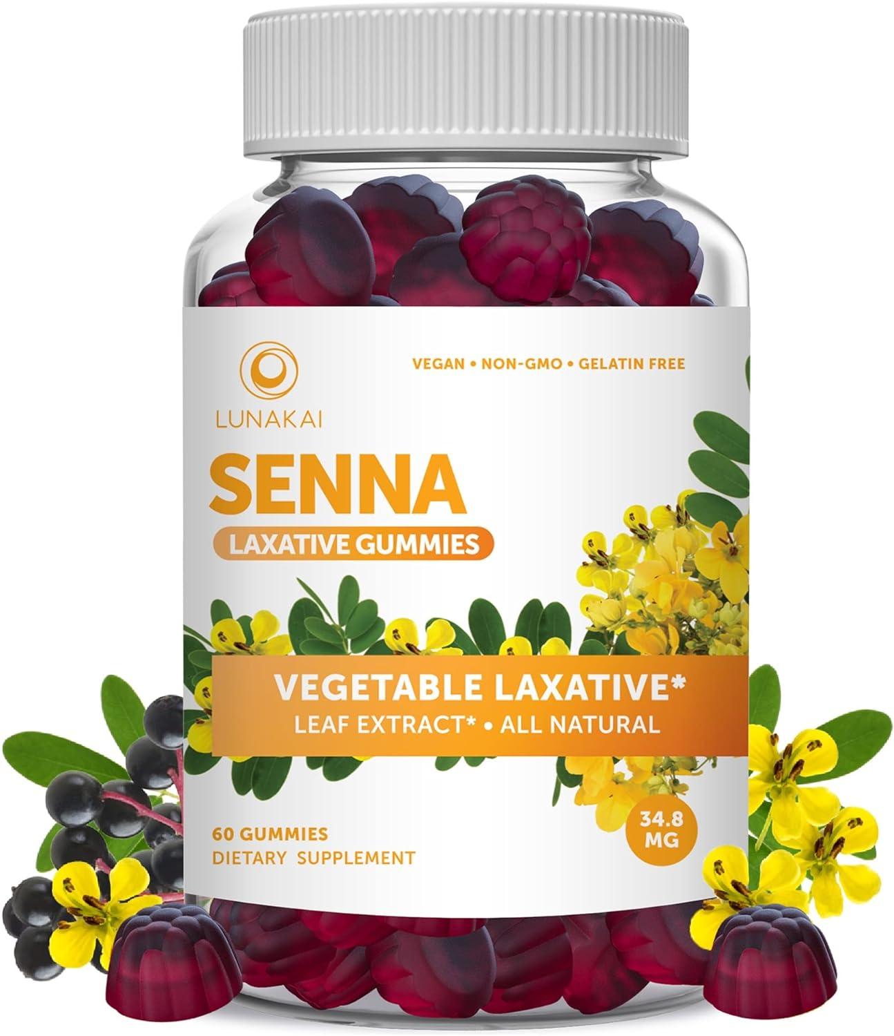 Senna Laxative Gummies - Natural, Vegan, Non-GMO, 60 Count - Gentle ...